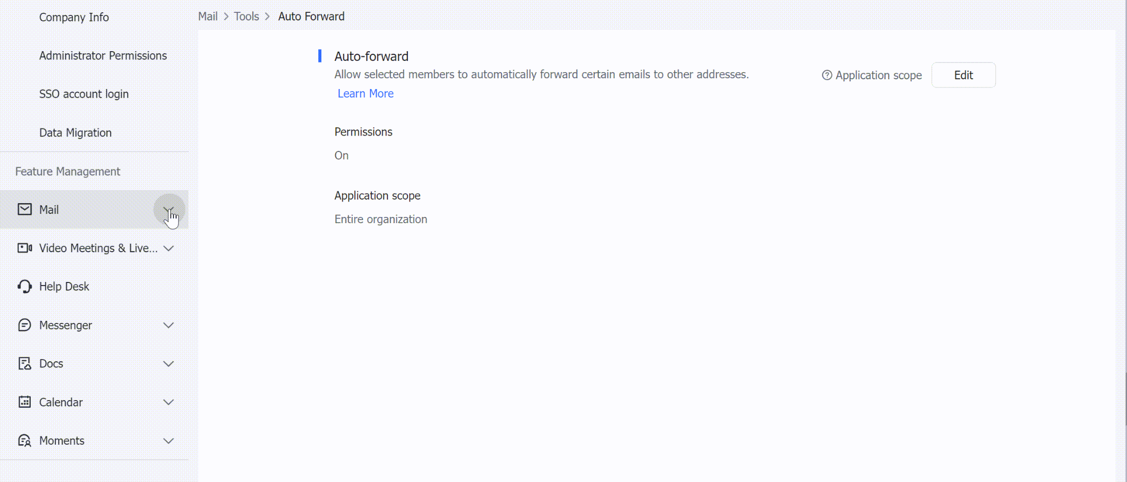 Admin | Configure auto-forwarding