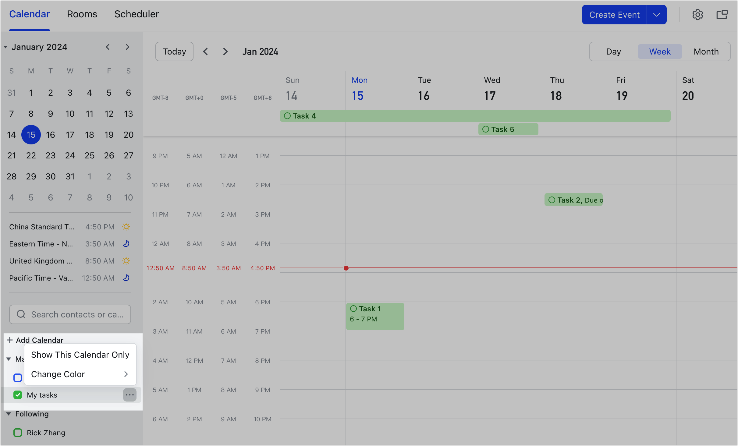 Display and edit tasks in the Calendar