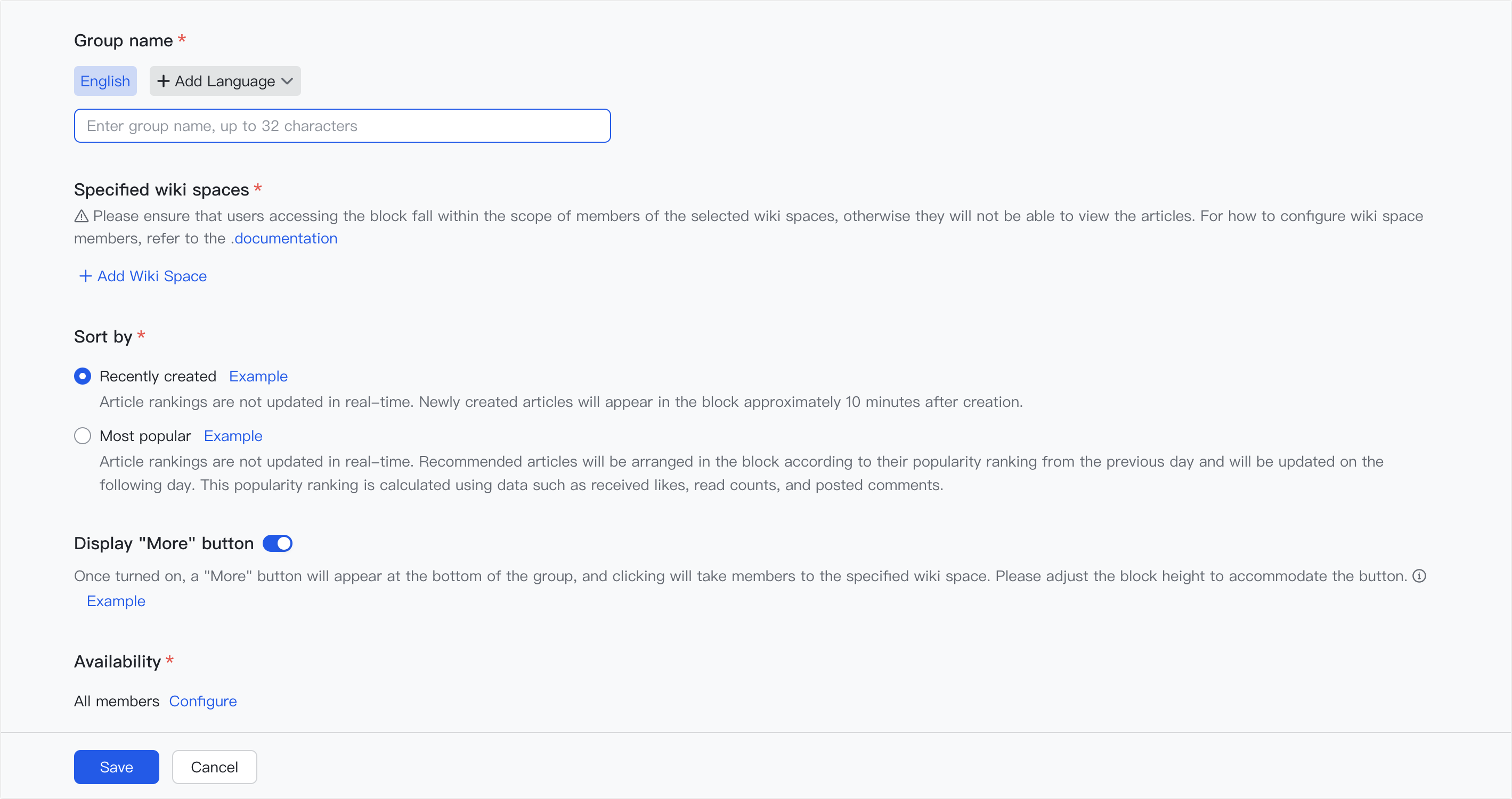 Manually configure the content of the Feed List block