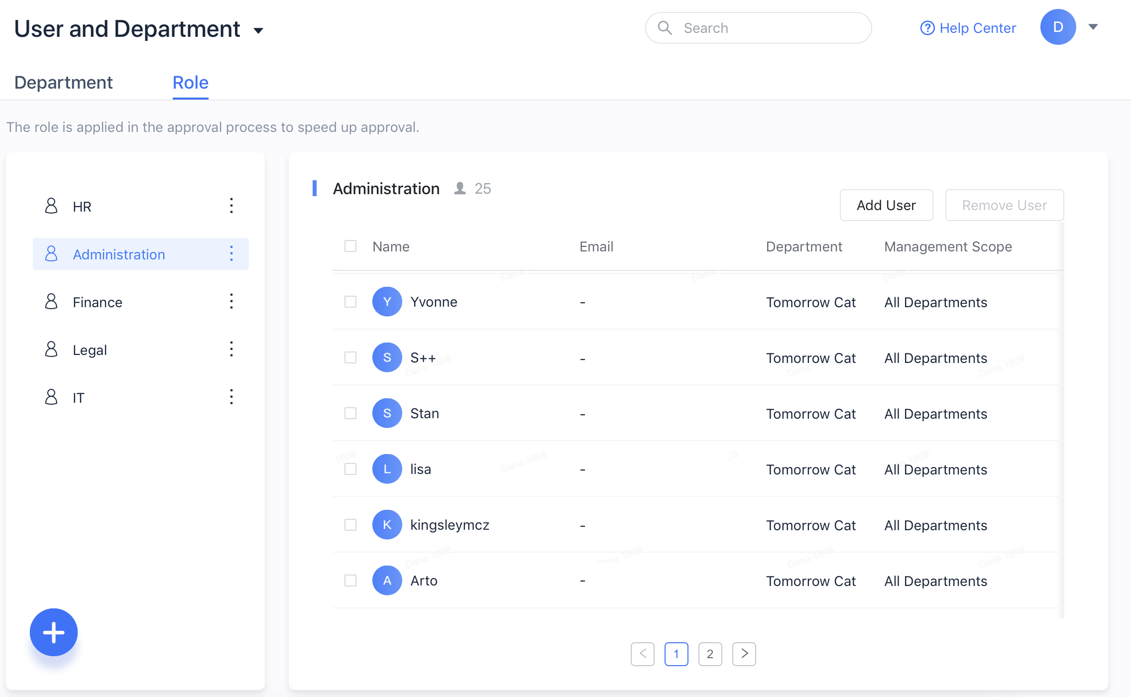 Admin | Set roles as approvers