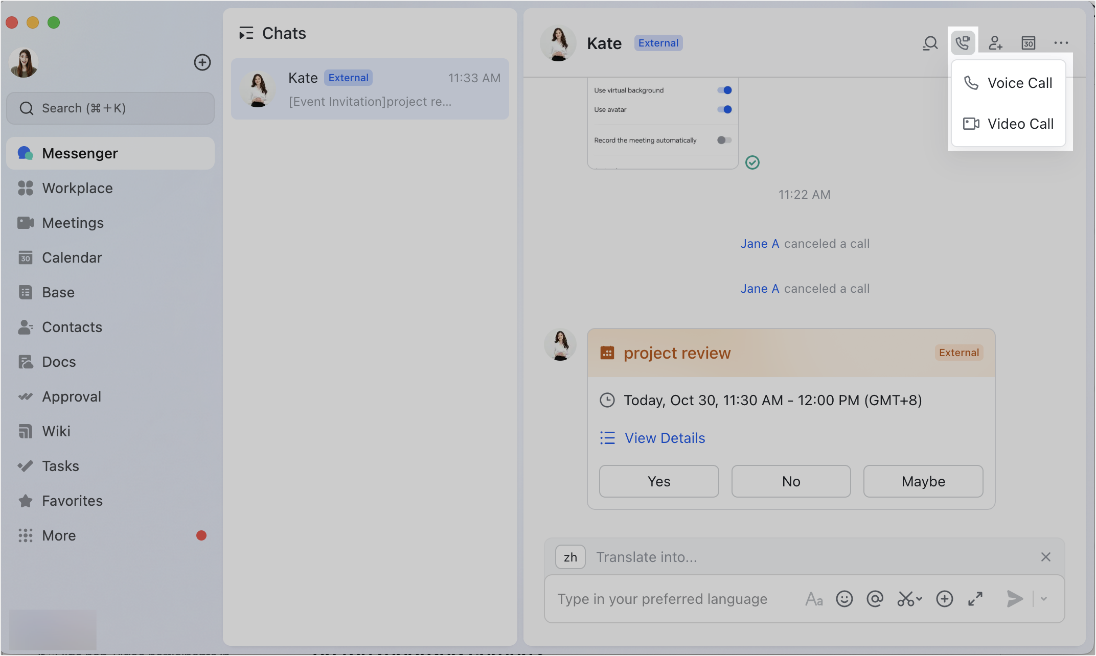Start or join calls and video meetings