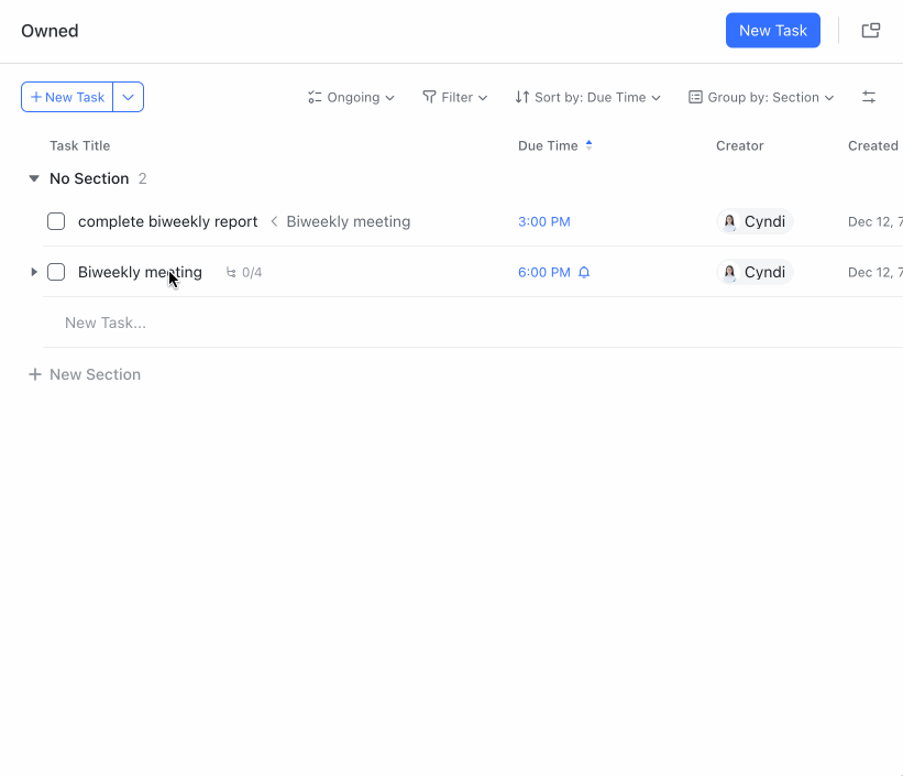 Complete and re-open tasks