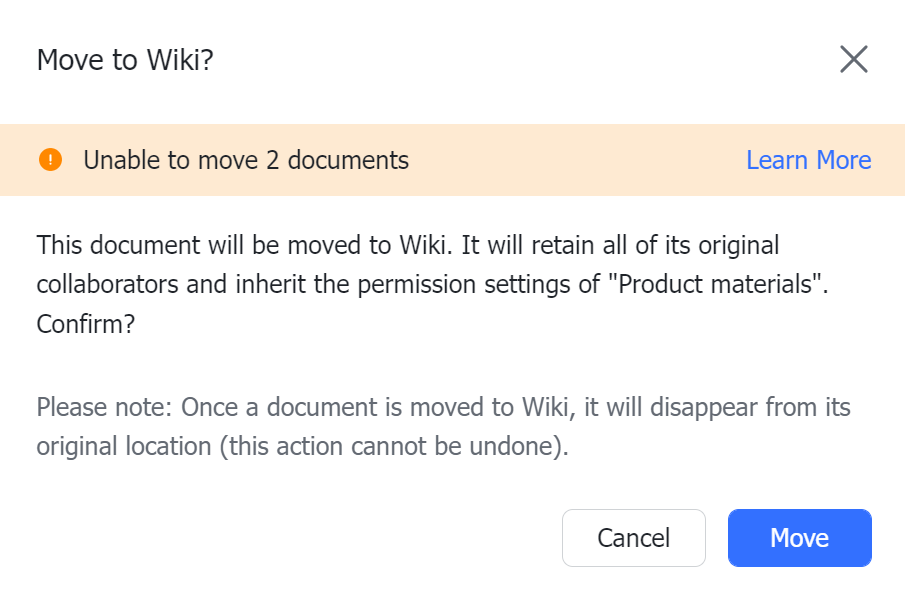 Move documents to Wiki or folder