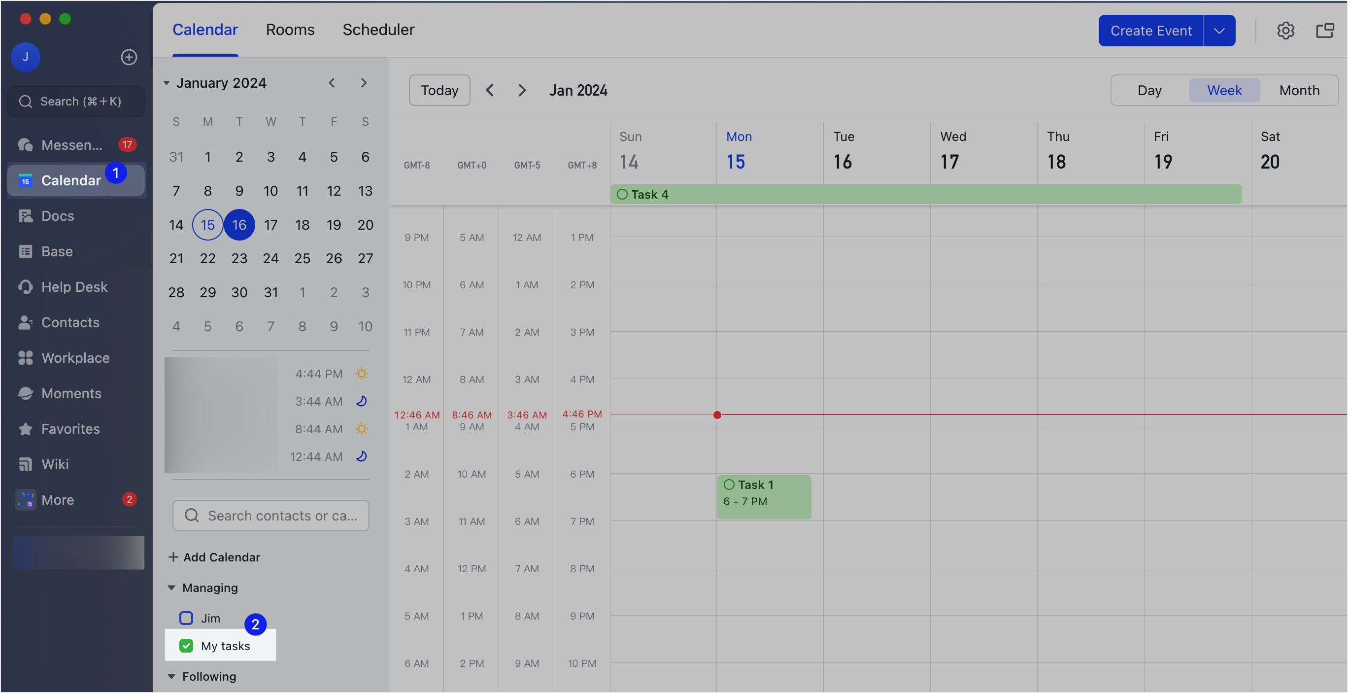 Display and edit tasks in the Calendar