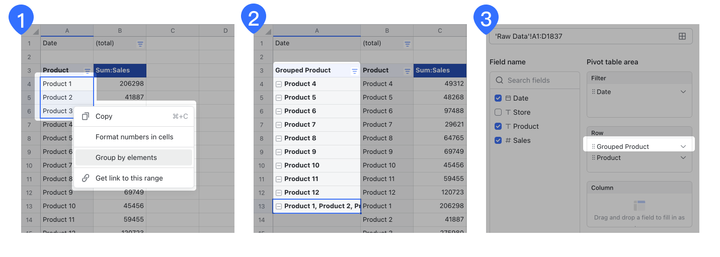 Group in pivot tables